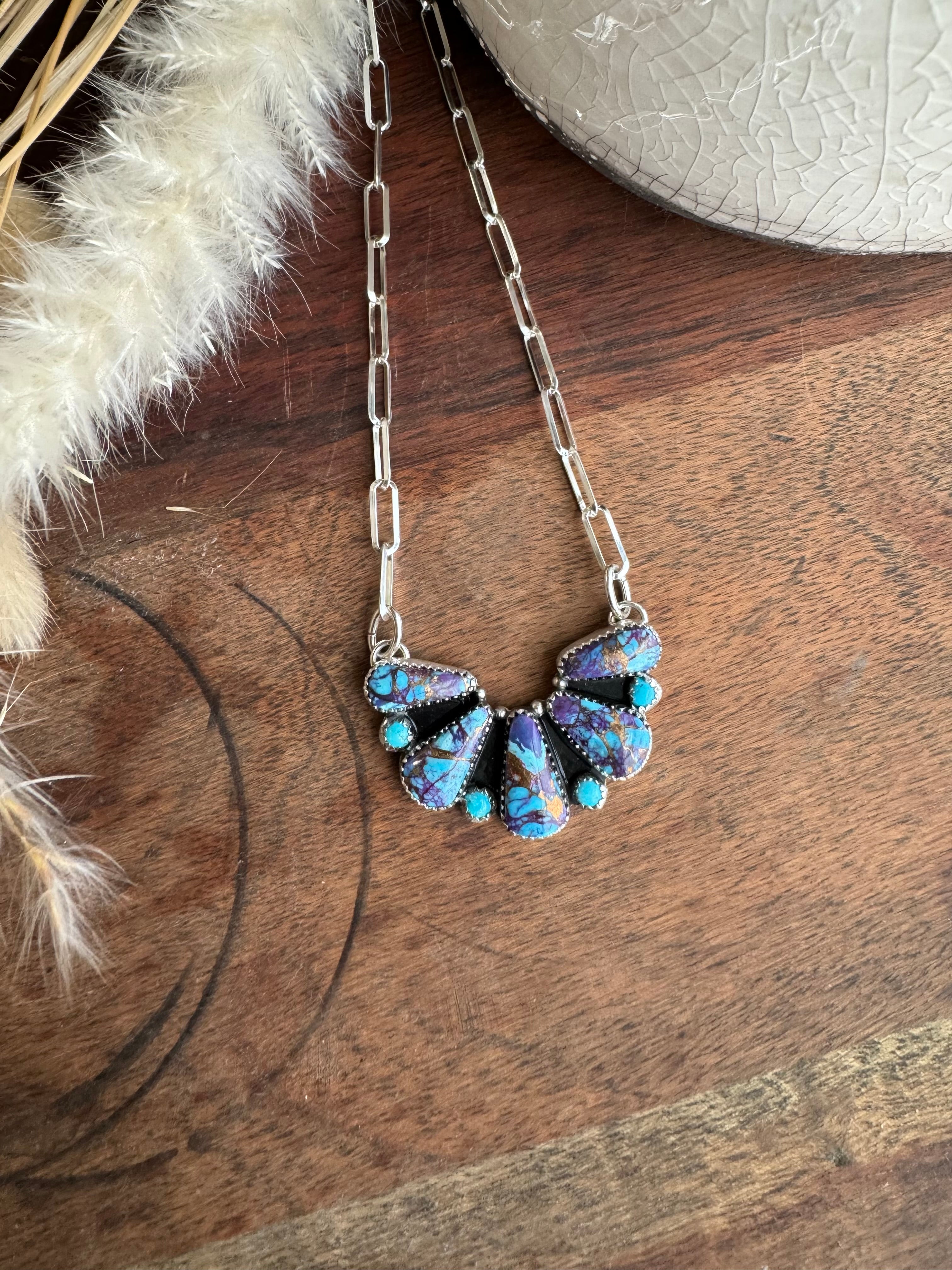Purple Mojave & Kingman Fan Necklace – The Bucking Buffalo Silver Co.